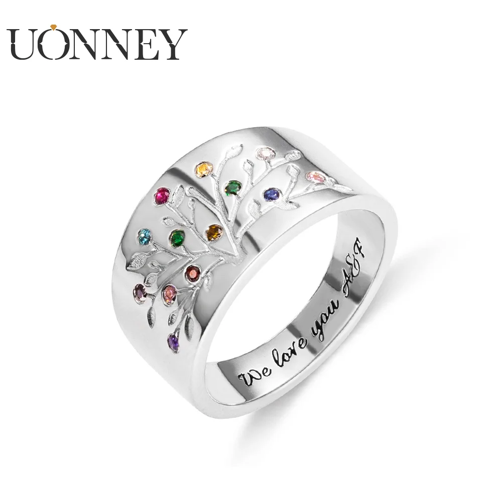 UONNEY-Dropshipping-Personalized-925-Sterling-Silver-Family-Tree-Ring ...