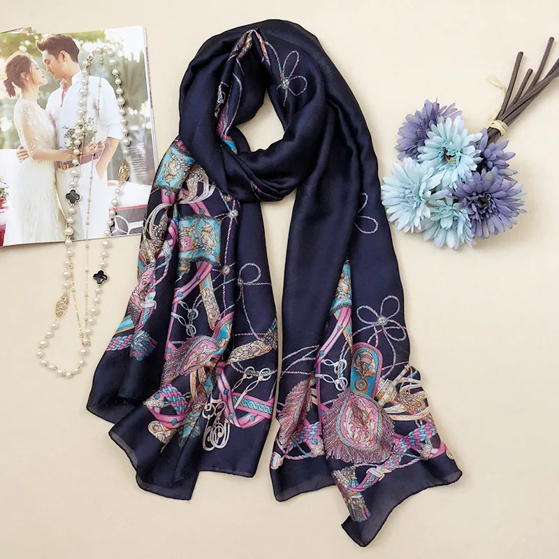 2018 moda cachecol de luxo marca feminina lenço de seda cachecóis xale ...