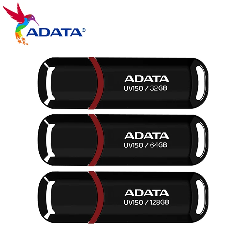 100-Original-ADATA-UV150-USB-Black-Flash-Drive-32GB-64GB-128GB-High ...