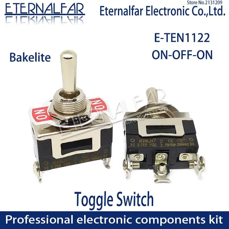 베이클라이트 E TEN1122 고품질 실버 접촉 SPDT 12MM 15A 250V AC ON OFF 리셋 로커 토글 슬라이드 ...