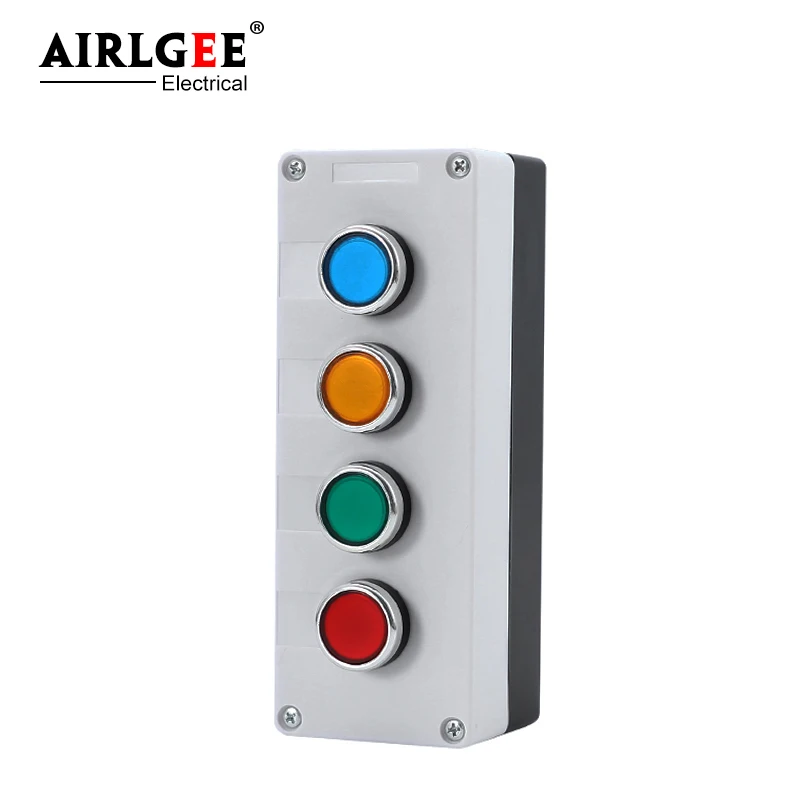 With-button-4-hole-control-box-22mm-four-position-button-box-Jog-button ...