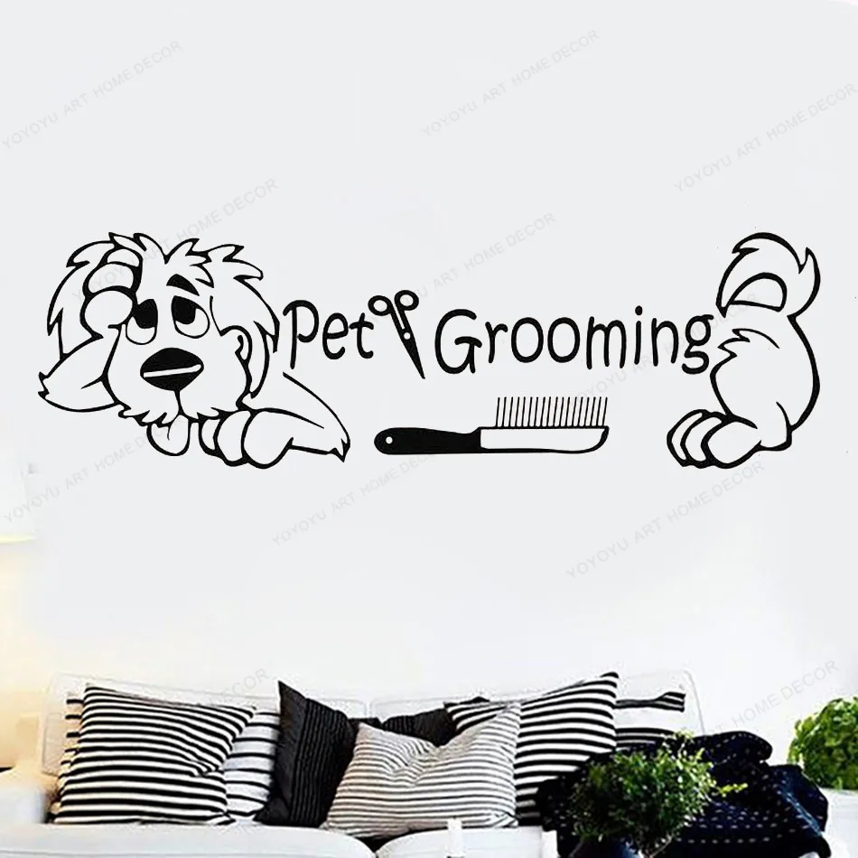 Grooming-Salon-Wall-sticker-vinyl-Pet-Grooming-Dog-Comb-Scissors-wall ...
