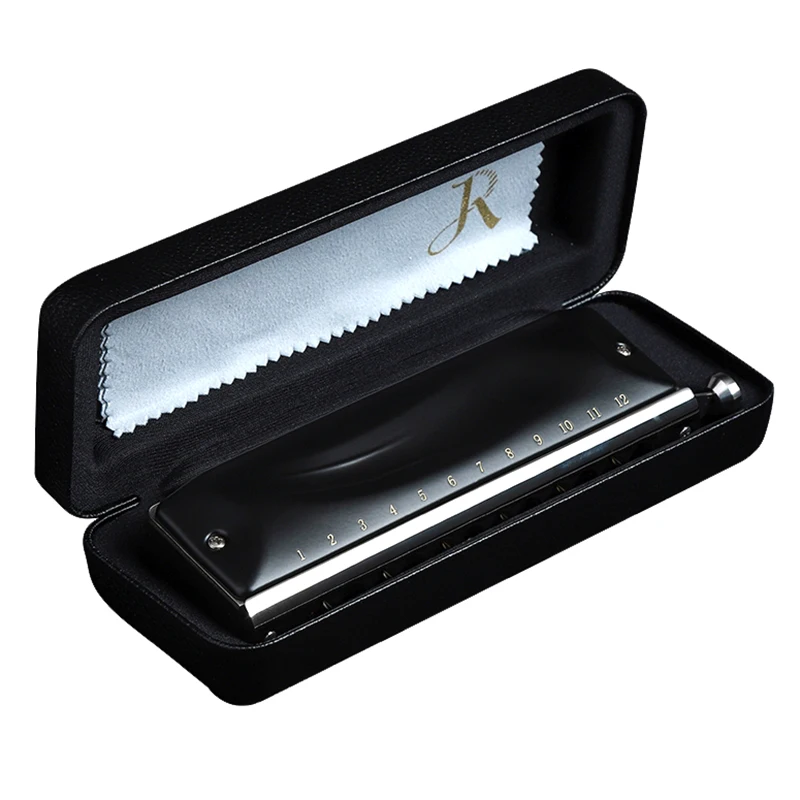 JDR-Chromatic-Harmonica-12-Holes-Harp-ABS-Comb-Brass-Cover-Phosphor ...