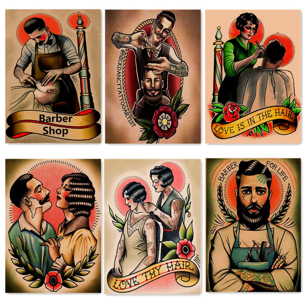 Barber Tattoo Flash