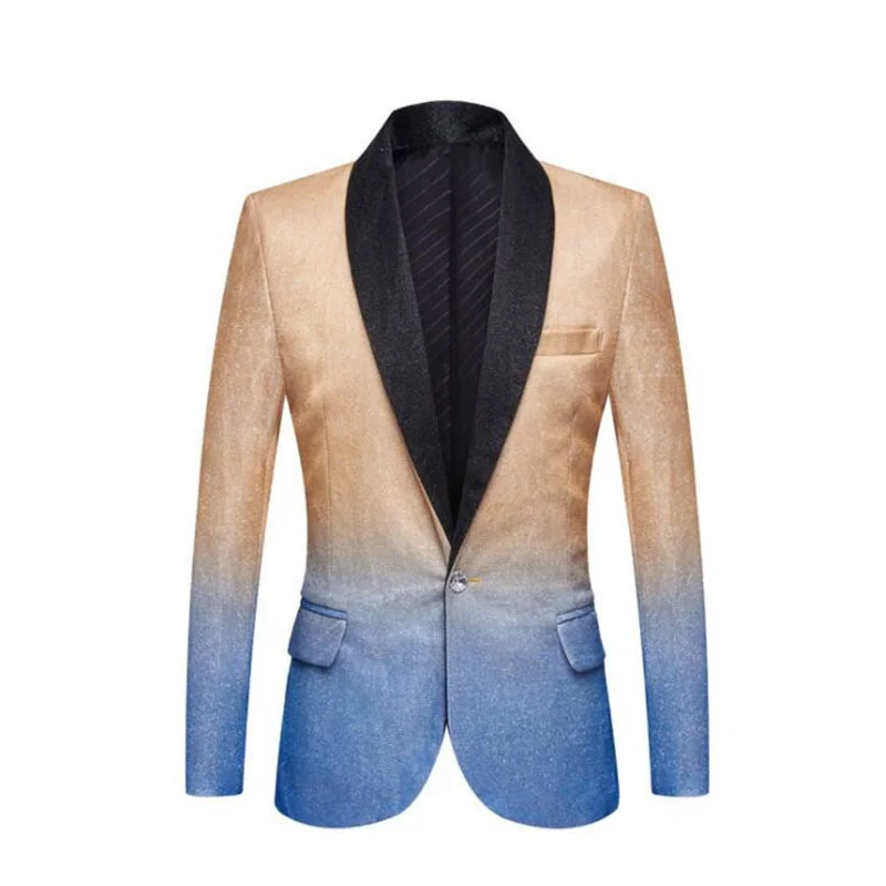 Men's gradient color suit jacket pink blazer fashion American singer ...