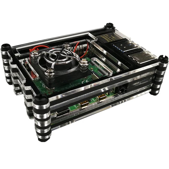 Raspberry Pi 4 Model B 9 Layer Acrylic Case Box Protective Enclosure ...