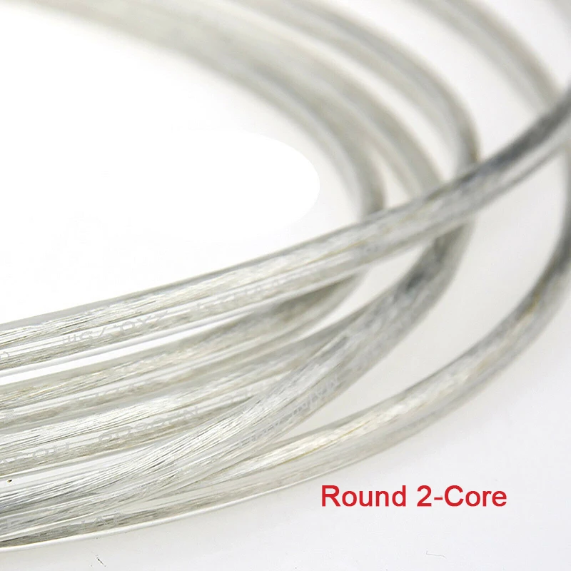 1-2-5-10-Meter-2-Core-Transparent-Flat-Round-Electrical-Cable-Clear ...
