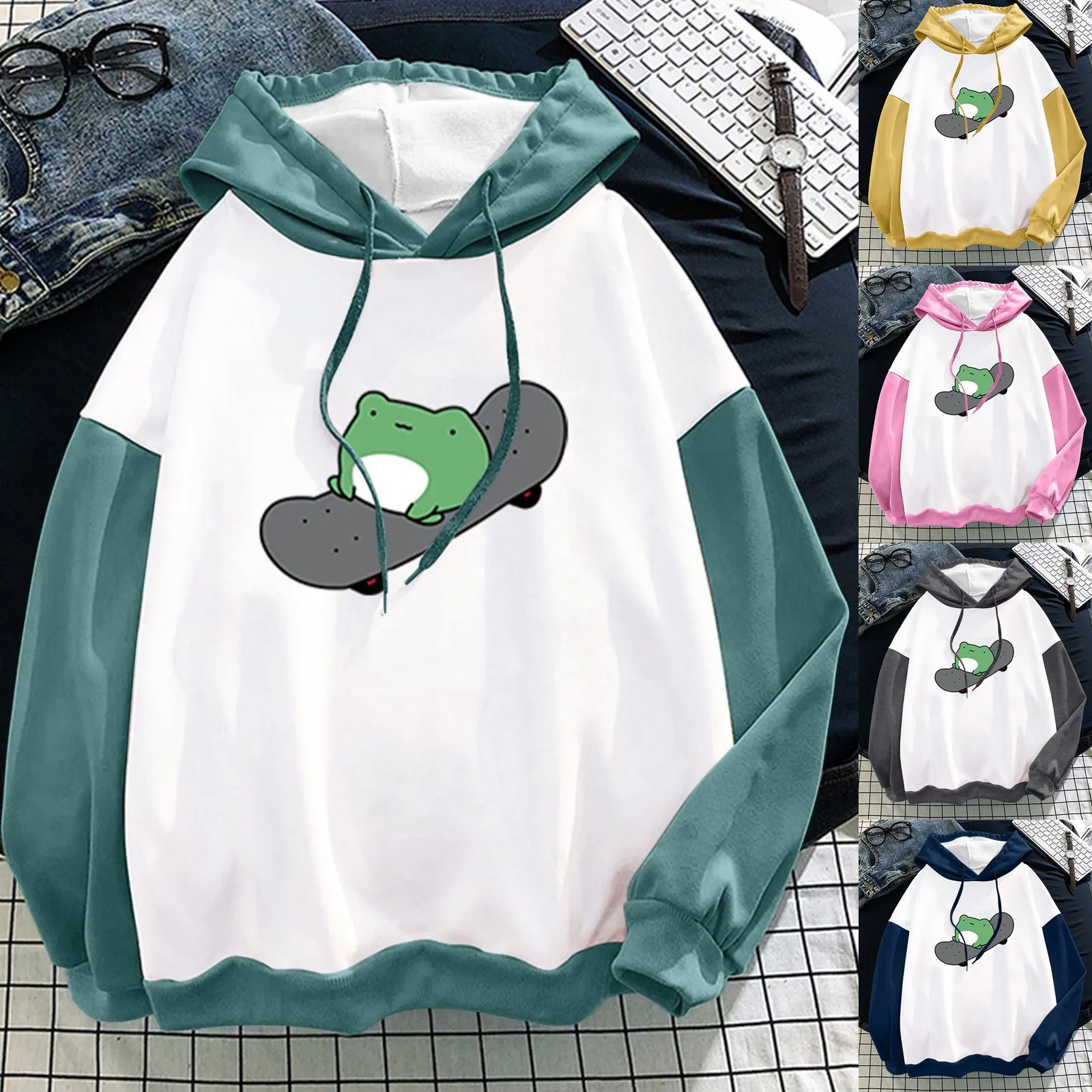 2021 Autumn Winter Skateboard Frog Hoodies Women's Fashion New ...