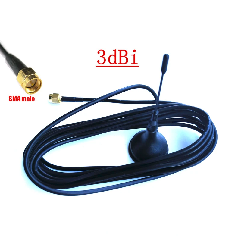 Gsm Antenna 900-1800mhz 2g 3g Small 3m Cable Sma Male Connector For ...