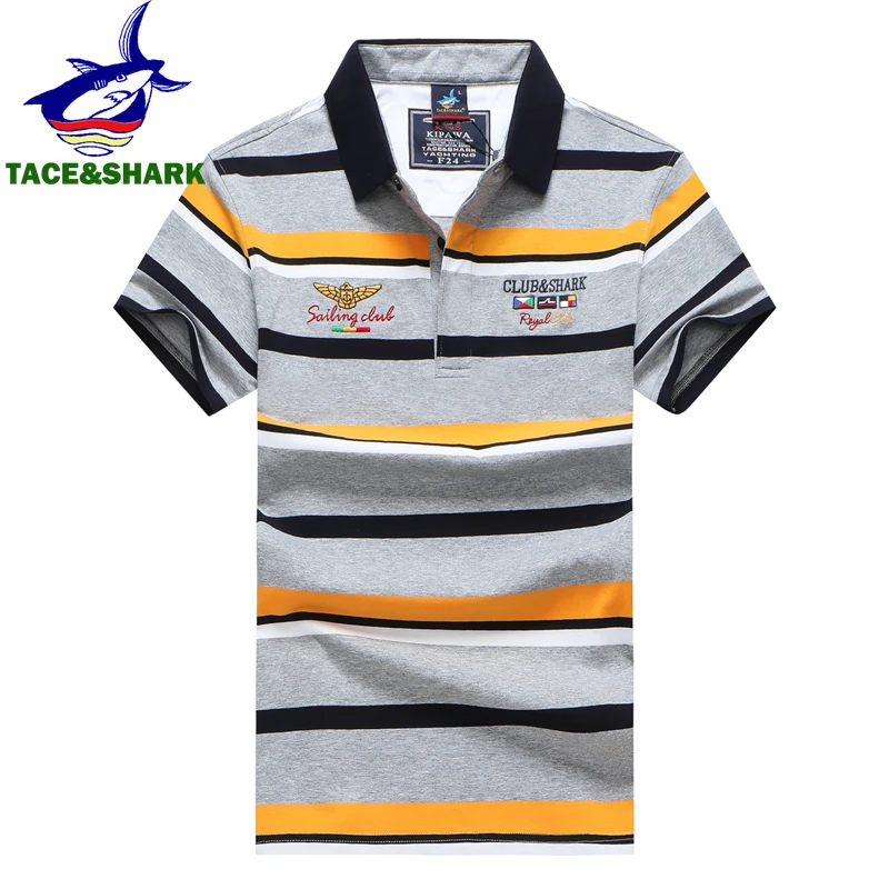 TACE&SHARK Brand Business Polo Shirt Men Summer Tops Shark Striped ...