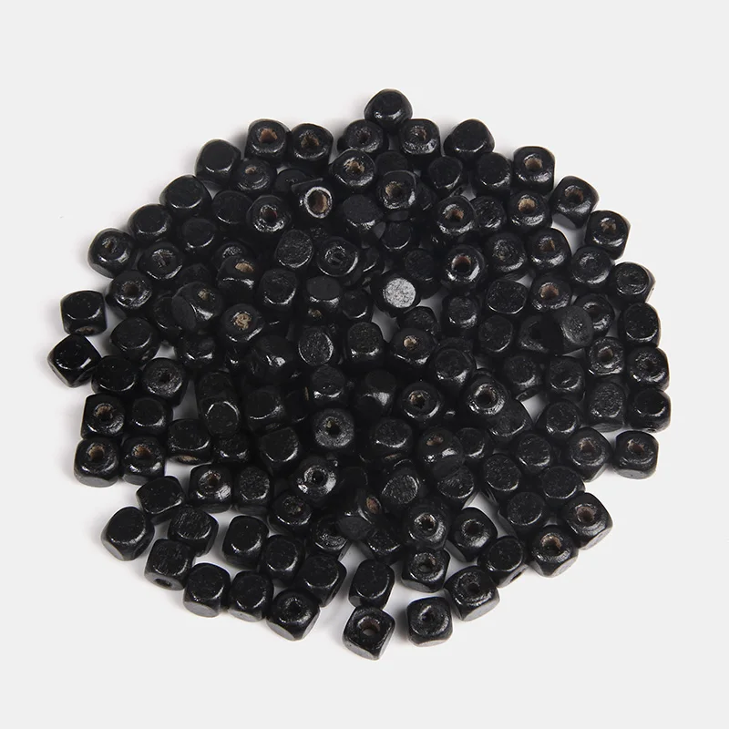 5mm Natural Black Wooden Beads Facted Cube Loose Spacer Bead For Diy ...