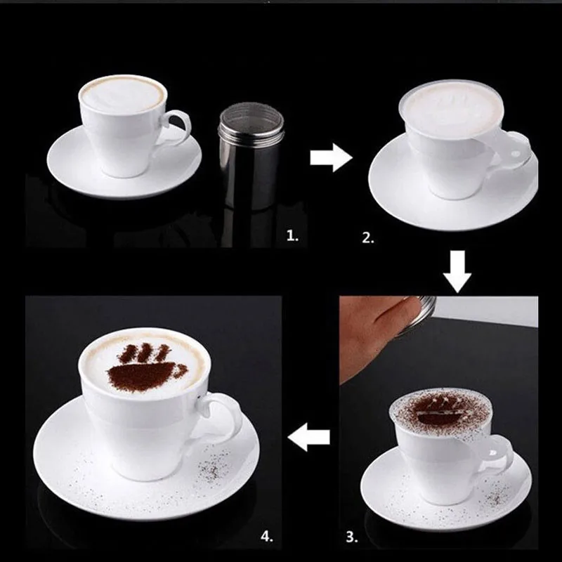 16 Styles Fancy Coffee Foam Spray Template Barista Stencils Decoration ...