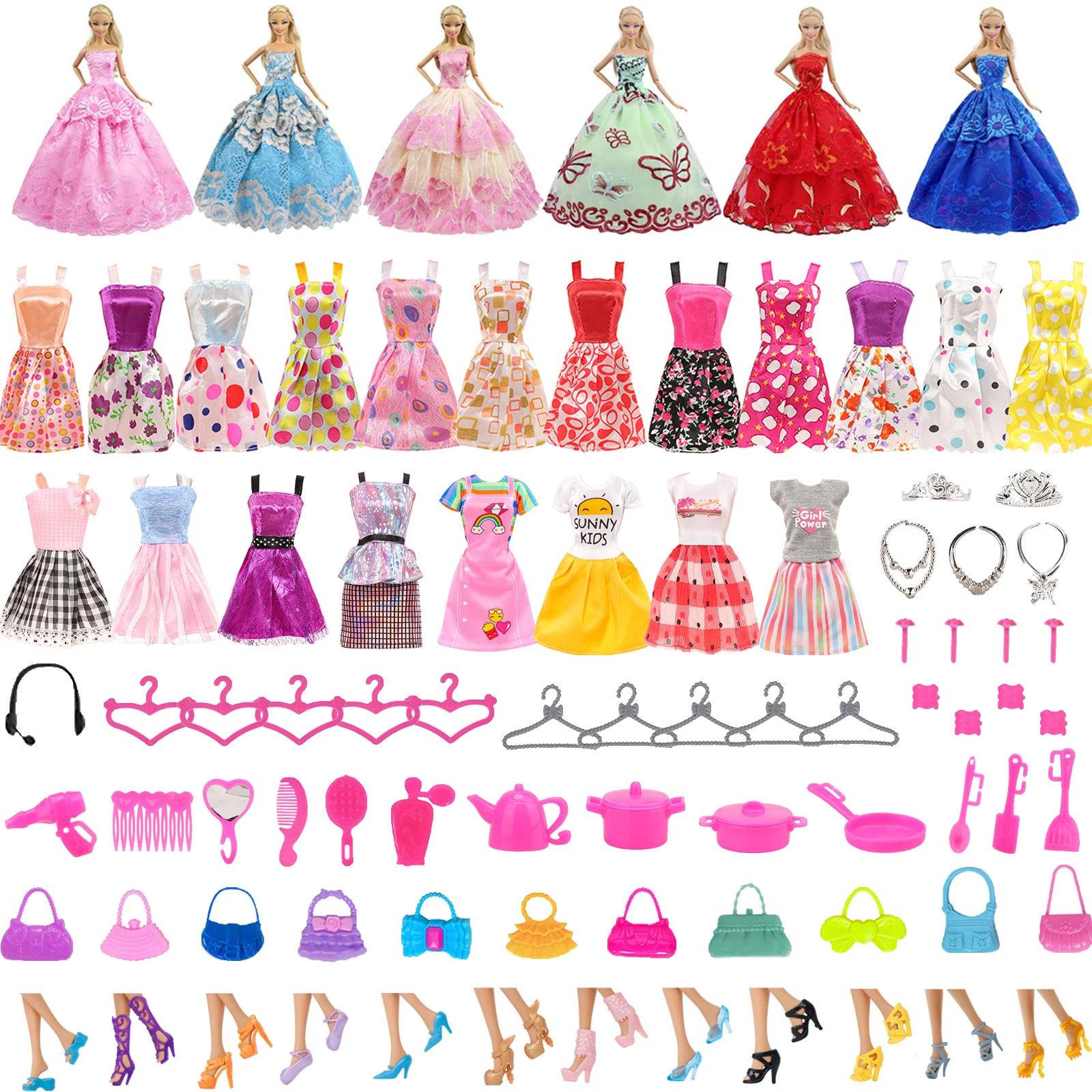 66PCS-Set-Barbies-Doll-Clothes-Shoes-Cheap-Kitchen-Furniture ...