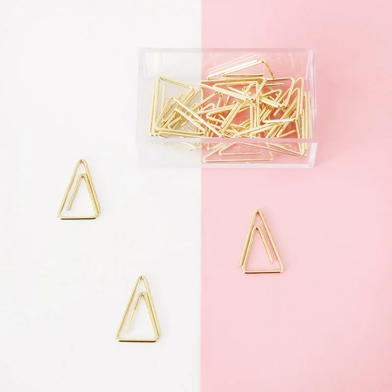 Gold-Triangle-Paper-Clip-Metal-Pin-Simple-Modeling-cute-Stationery ...