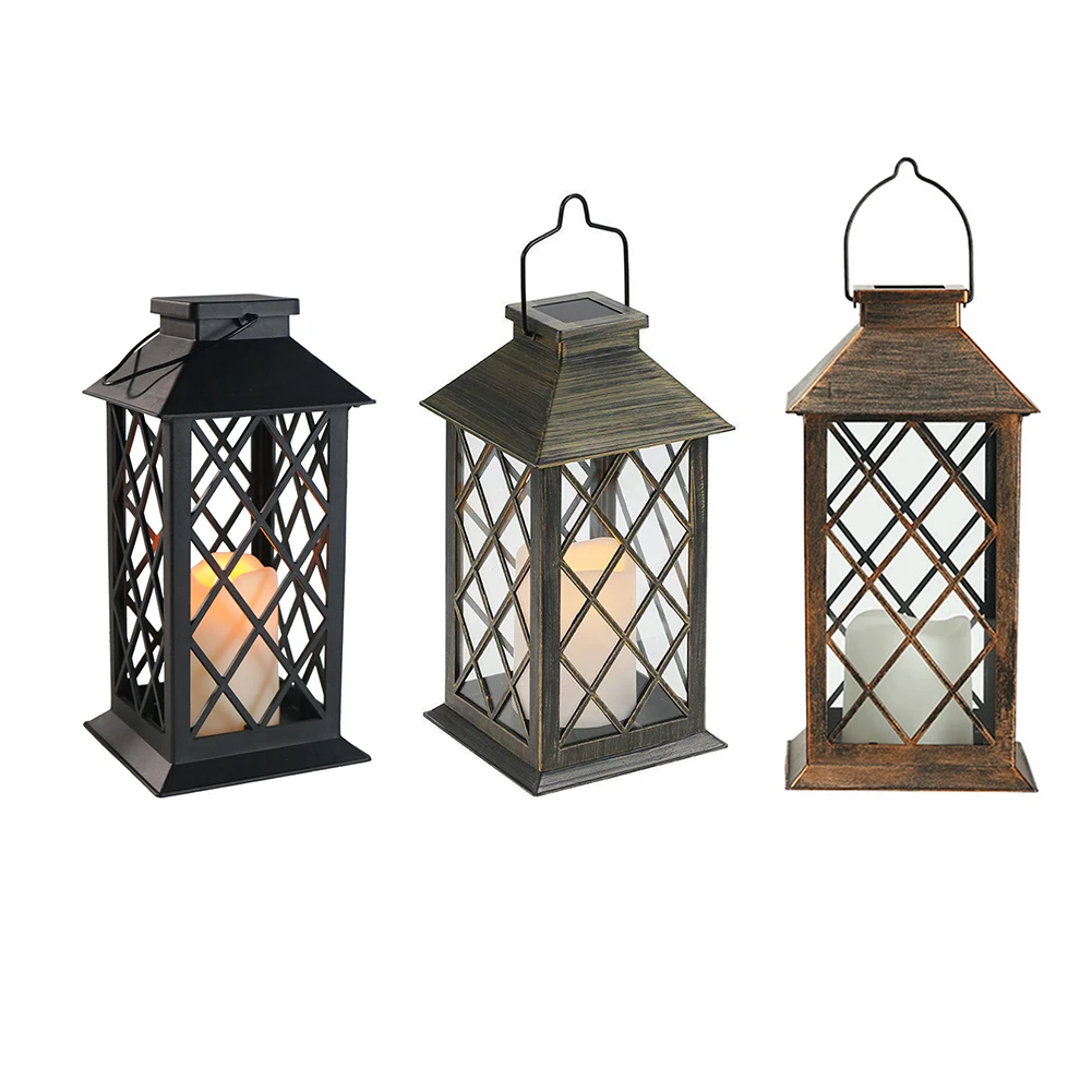 Solar Powered Lamp Retro Lantern Candle Twinkle Light Waterproof ...