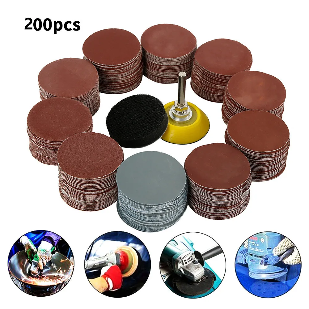 200pcs 50mm 2 Inch Sander Disc Sanding Discs 80-3000 Grit Paper With ...