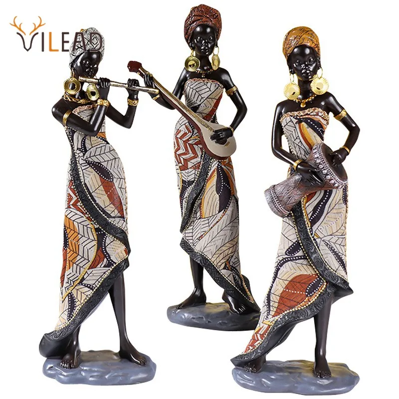 Vilead Resin African Drum Musician Statue Modern Art Figure Living Room ...