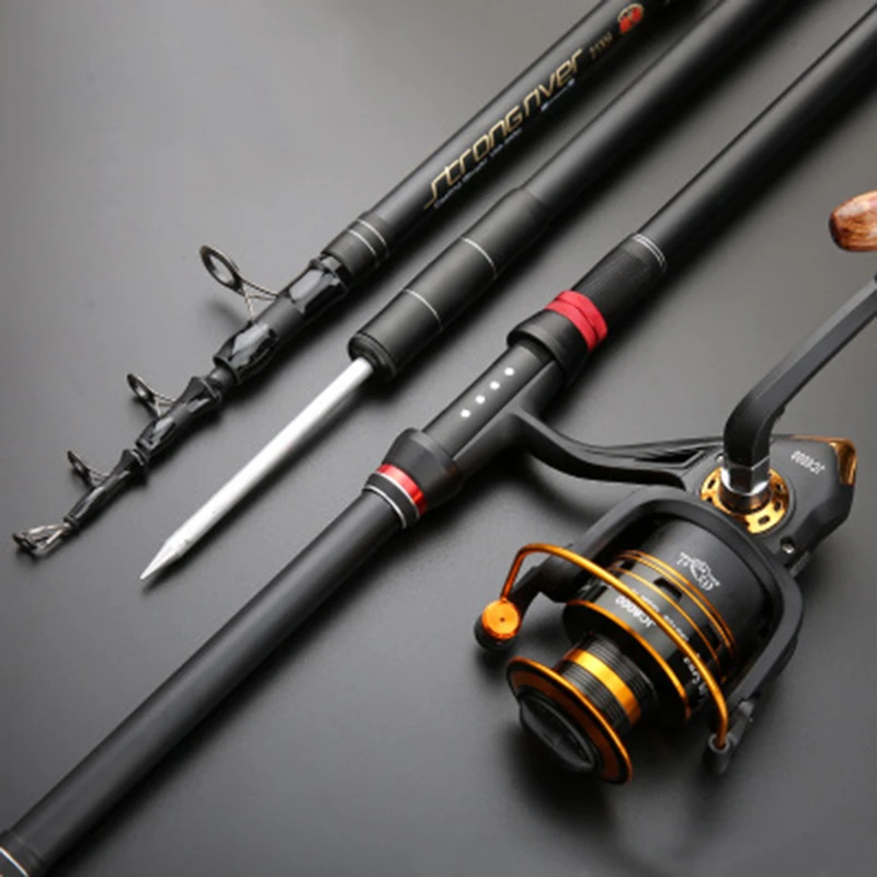 Carbon telescopic spinning carp fishing rod 1.8 3.6m sea rod M powerful ...