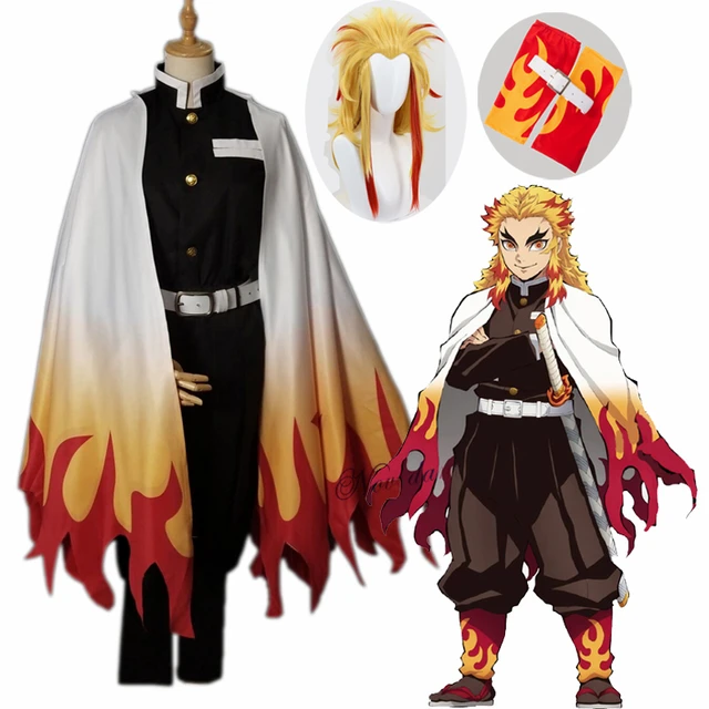 Anime Demon Slayer Rengoku Kyoujurou Cosplay Costume And Wig ...