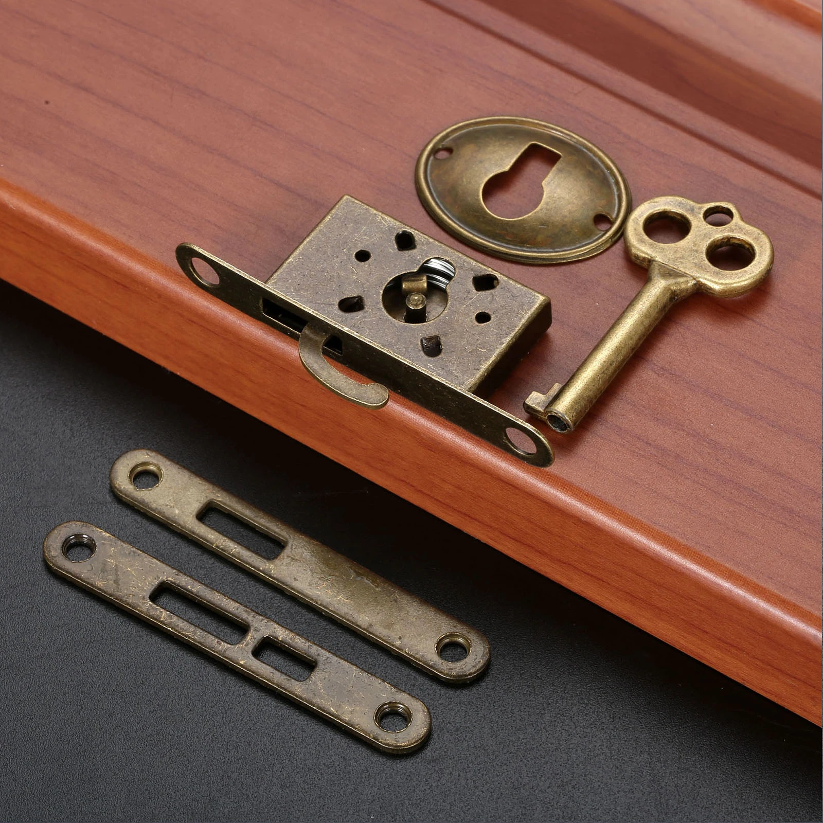 1set Antique Bronze Invisible Lock+Key w/screws Retro Buckle Latch ...