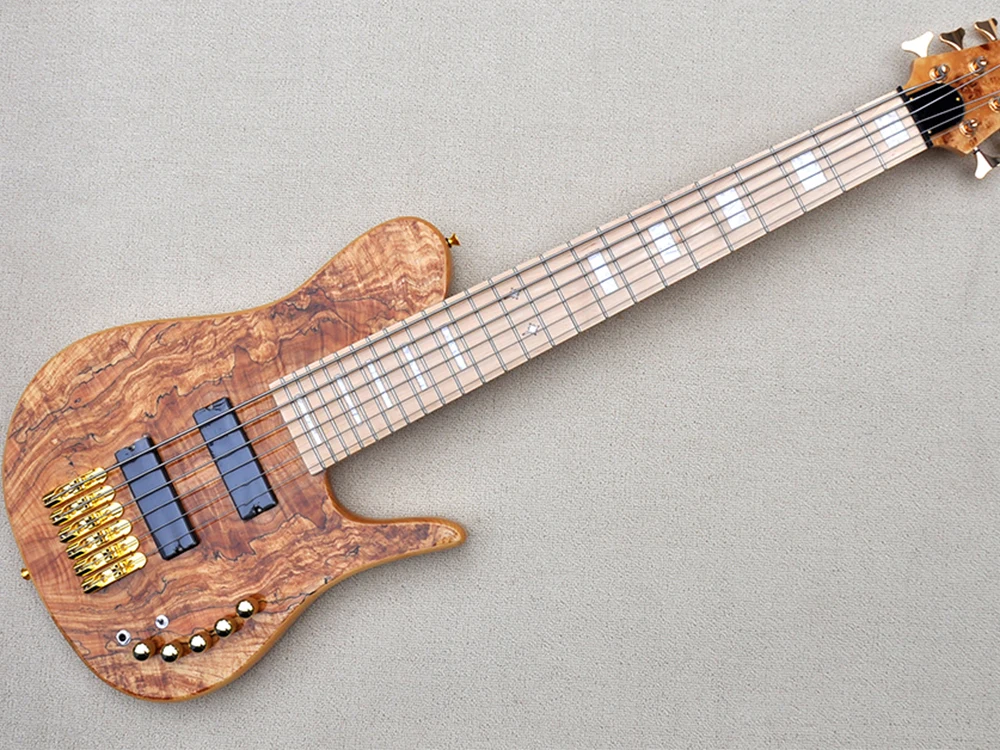 6-Strings-Natural-Electric-Bass-Guitar-with-Active-Circuit-Spalted ...