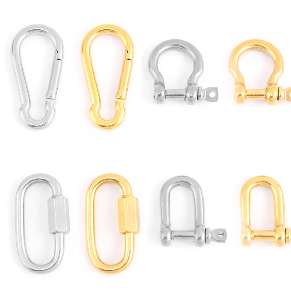 Screw-Climbing-Gear-Carabiner-Stainless-Steel-Gold-Color-U-Pendant-Snap ...