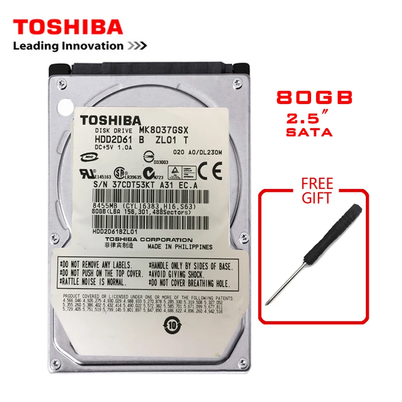 TOSHIBA 브랜드 80 기가 바이트 2.5 "SATA 노트북 내부 HDD 하드 디스크 드라이브 100 메가바이트/초 2mb ...