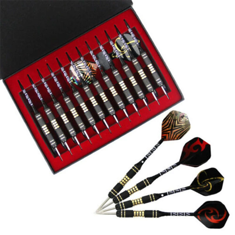 12-PCS-23g-Professional-Plastic-Tip-Darts-Set-Brass-Steel-Barrels ...