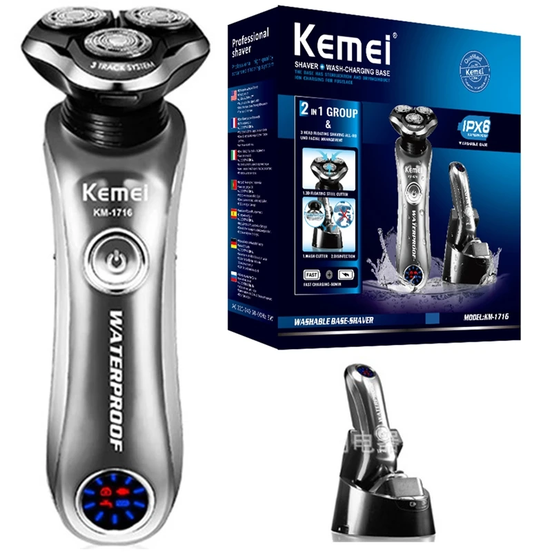 Original-Kemei-3D-Wet-Dry-Electric-Shaver-For-Men-Beard-Electric-Razor ...