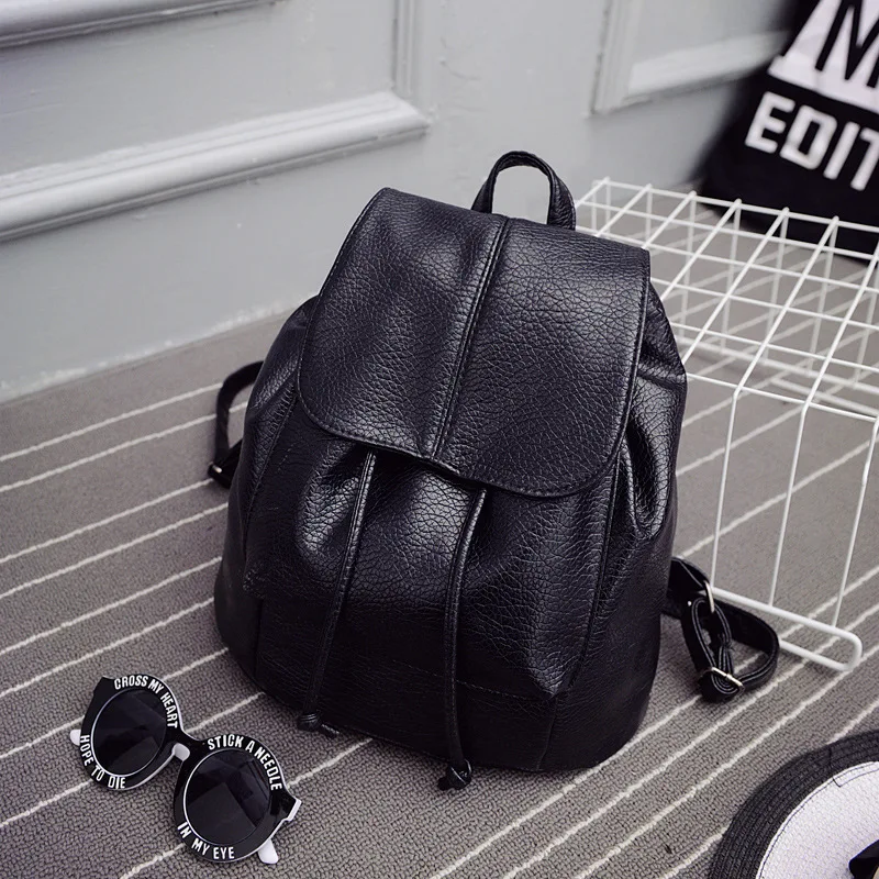 Fashion-black-color-Female-PU-women-backpack-casual-leather-Black ...