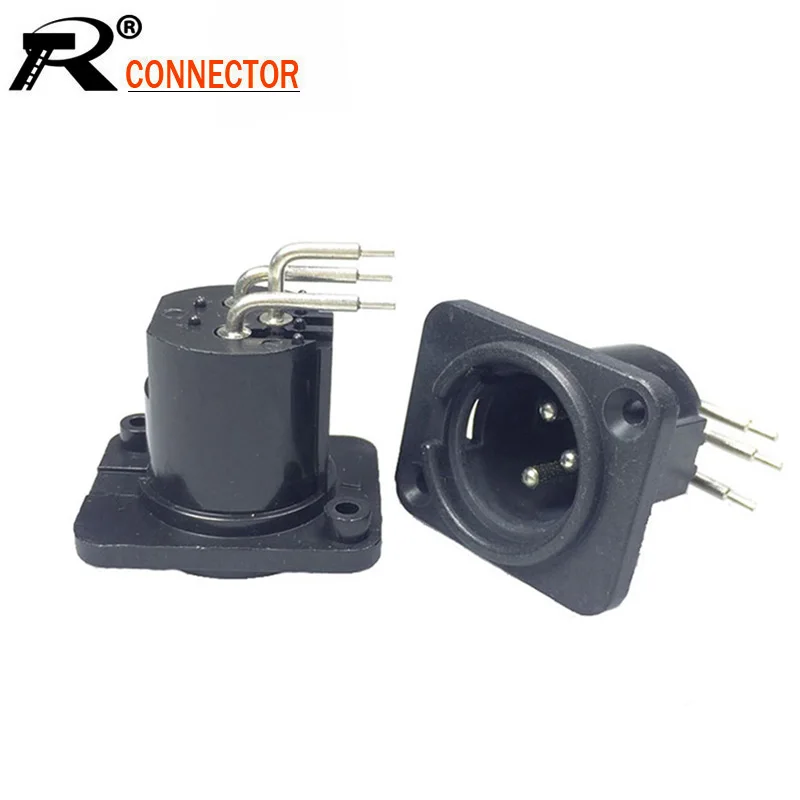 10pcs/lot 3 Pin XLR Male Plug Right Angle XLR Panel Mount 90 Degree XLR ...