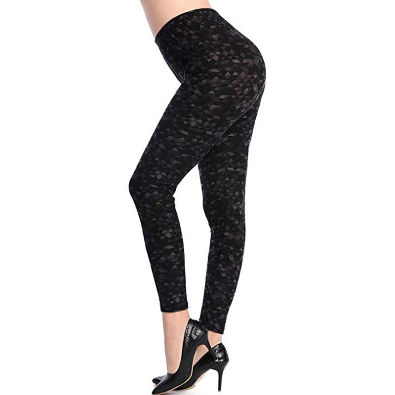 YRRETY Black Leggings Women Polyester Ankle-Length Standard Flower Pants Elasticity Push Up ...