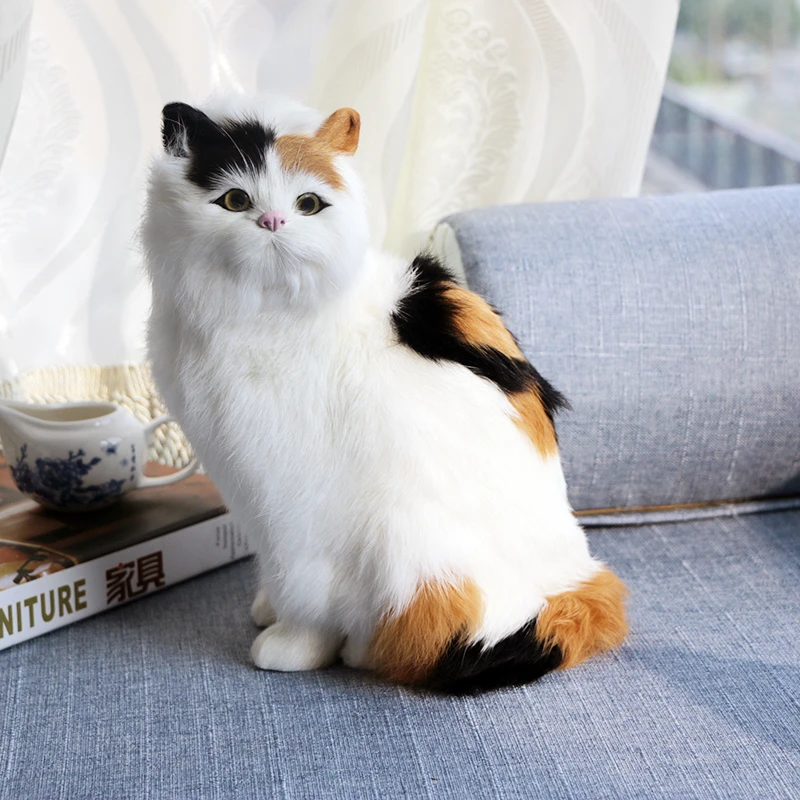 Realistic Cat Figurines Plush Toys Kitten Models Fake Realist Cat Doll ...
