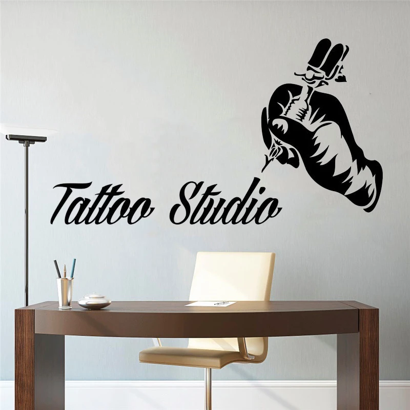 Tattoo Studio Logo Vinyl Sticker Removable Tattoo Machine Wall Decal ...