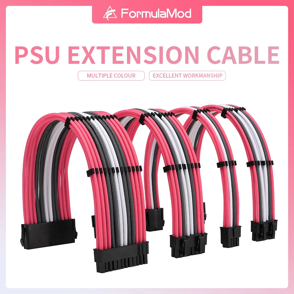 FormulaMod-NCK4-Series-PSU-Extension-Cable-Kit-Solid-Mix-Color-Cable-Mix-Combo-300mm-ATX24Pin ...