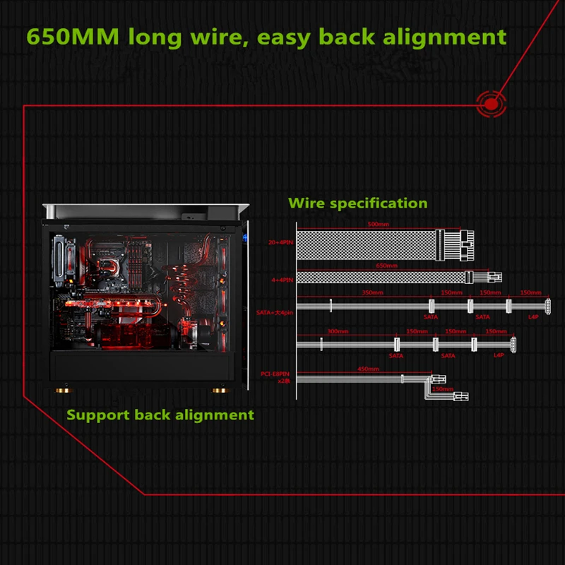 Original PC PSU For Golden Field Brand Ative RTX2080 Silence Rated 600W Peak 700W Switching ...