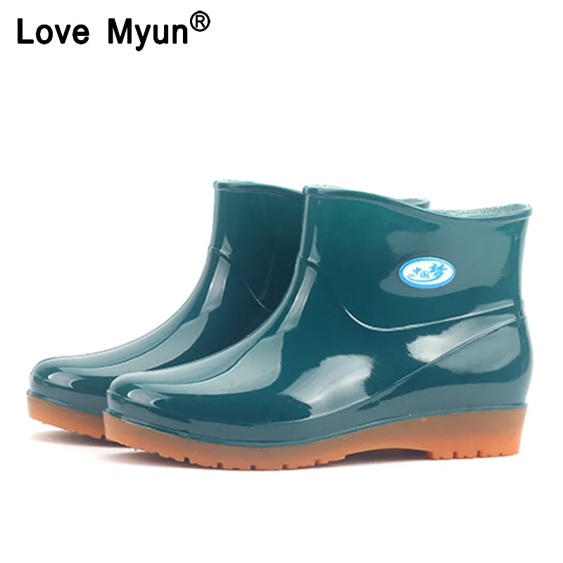 Botas de chuva femininas para lazer, sapatos com salto baixo e bico ...