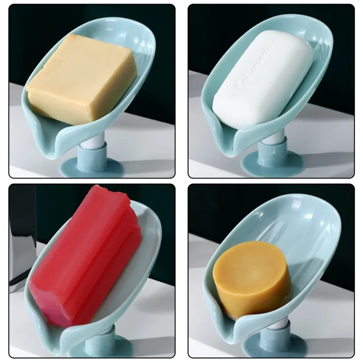 Porte-savon,Boîte porte-savon en forme de feuille avec trou de ...