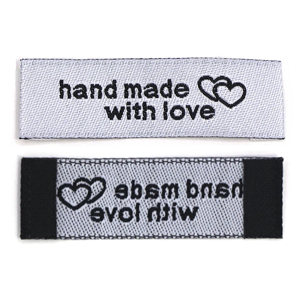 Stock Hand Made With Love Clothing Labels With Heart Iron