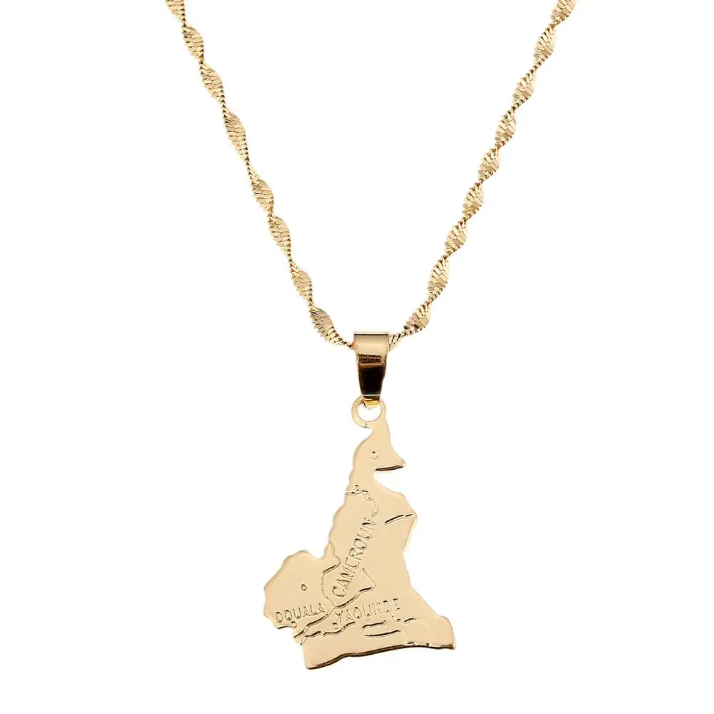 Cameroon Map Flag Pendant Necklace Gold Color Jewelry Women Men ...