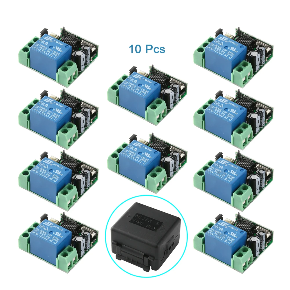 10pcs-DC-12V-24V-1CH-433-Mhz-Universal-Wireless-Remote-Control-Switch-Relay-Receiver-Module ...