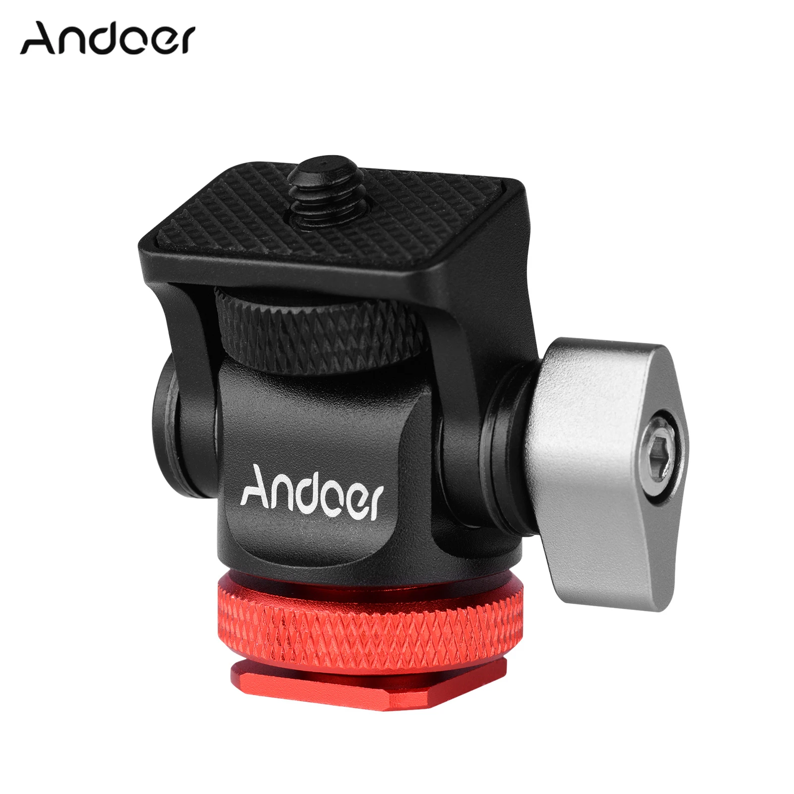 Andoer Mini Monitor Mount Tripod Head Cold Shoe Adapter Aluminum Alloy ...