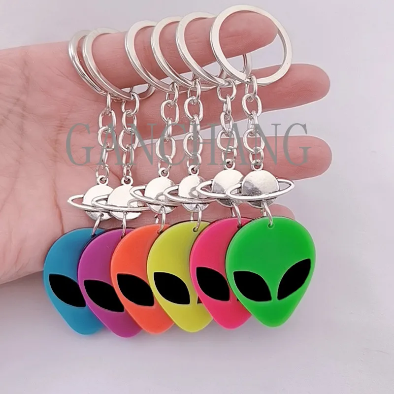 Fashionable-Women-Colorful-Acrylic-Alien-Head-Keychain-Fluorescent ...