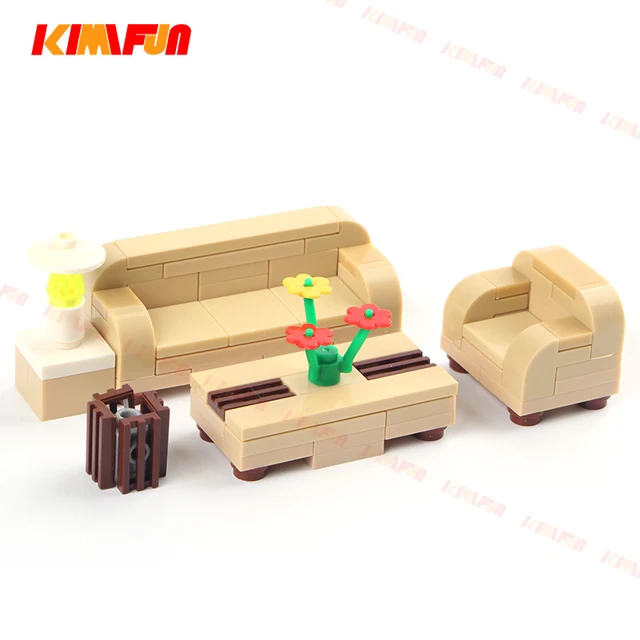 80pcs City House Sitting Room Furniture Sofa Table DIY Building Blocks ...