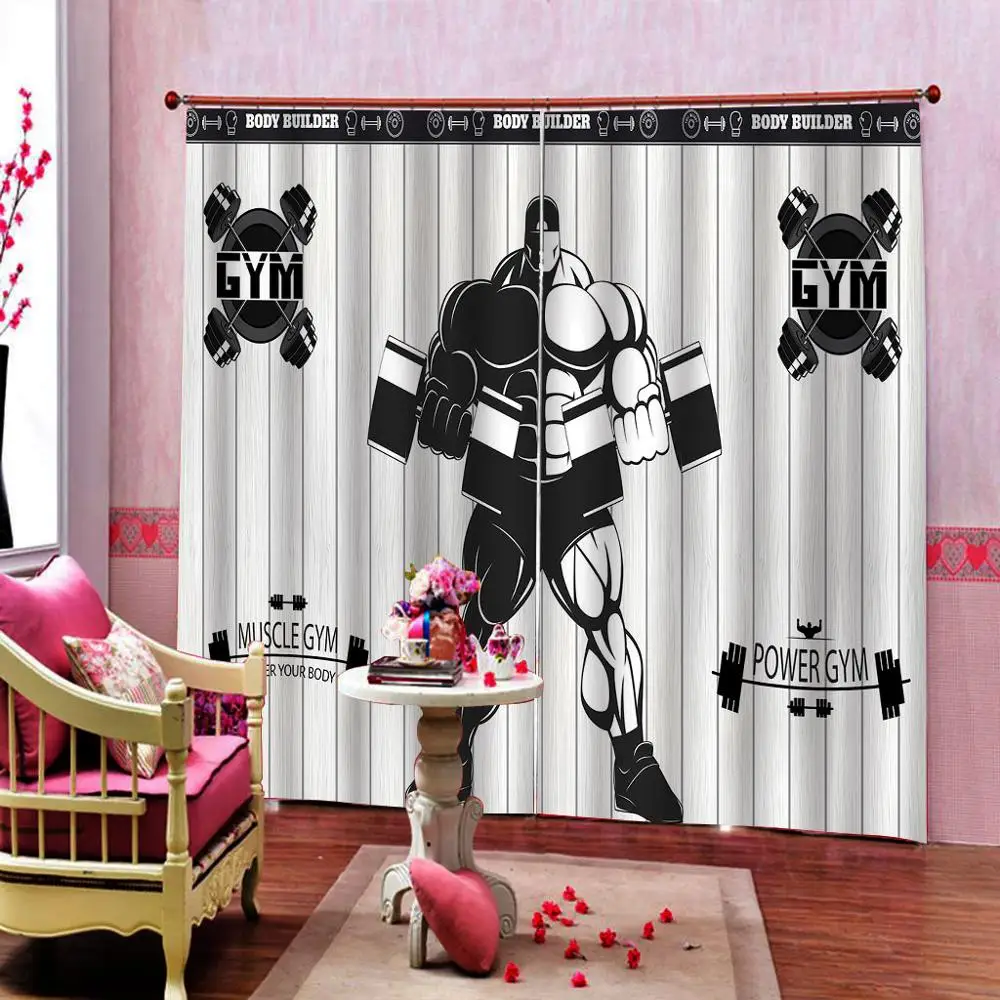 Cartoon-photo-Customized-3d-Curtain-Fitness-bodybuilding-wall-Gym ...