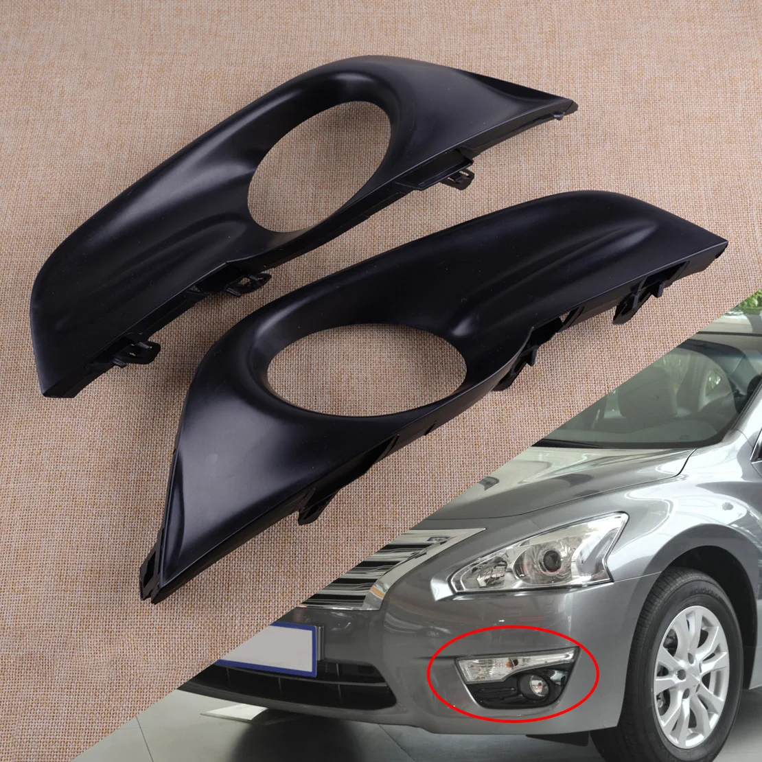 CITALL-1-Pair-Black-Front-Bumper-Fog-Light-Bezel-Cover-Frame-Fit-for ...