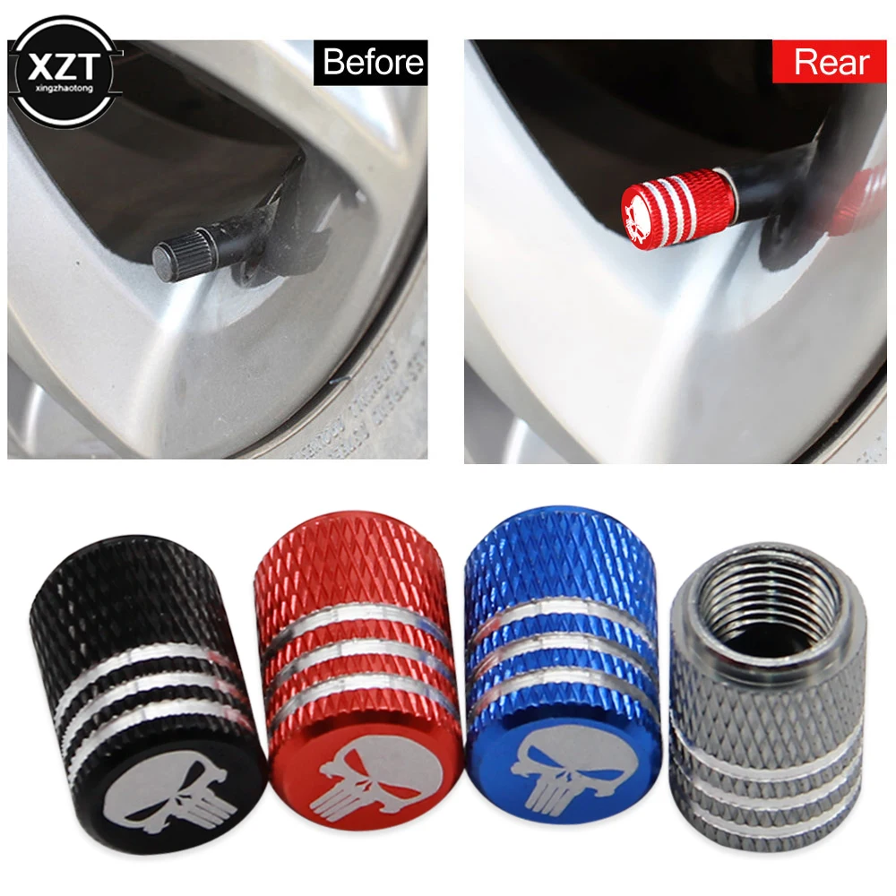4pcs Skull Car Valve Caps Wheel Valve Cap Auto Tyre Air Valve Stem Caps ...
