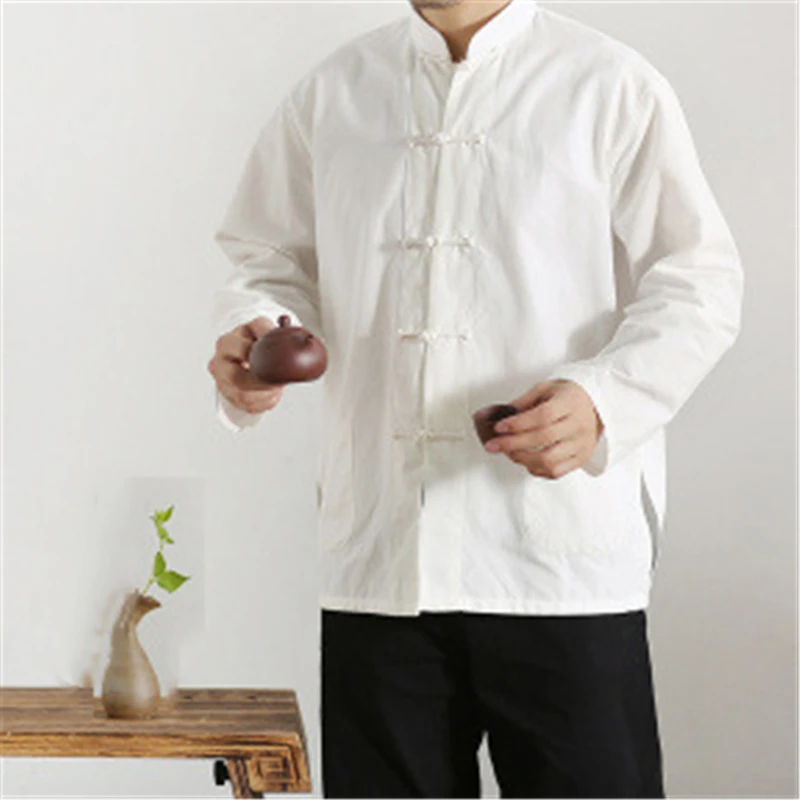 Chinese-Style-Jacket-Mandarin-Collar-Tai-Chi-Uniform-Hanfu-Kung-Fu ...