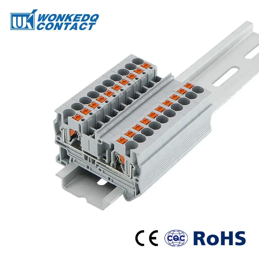 10Pcs PT4 Push In Spring Feed Through Strip Plug PT 4 Wire Electrical ...