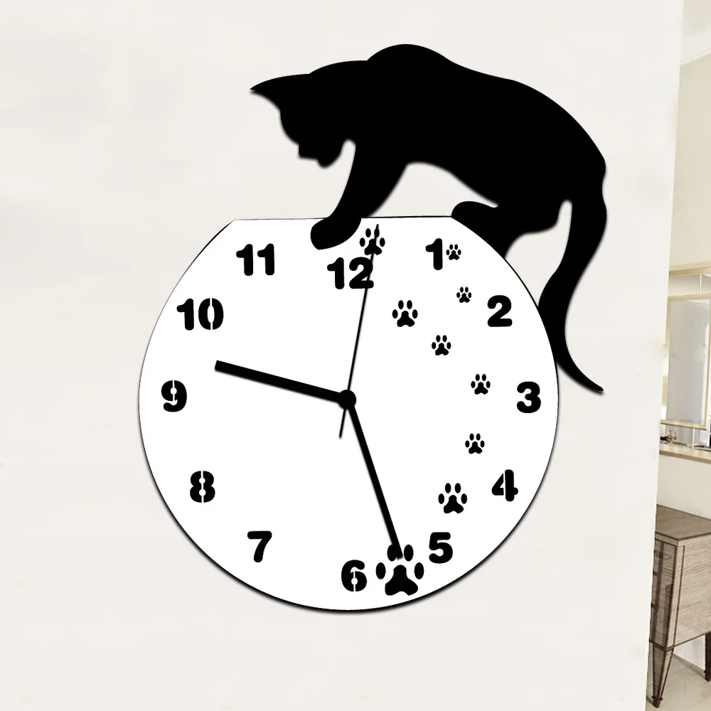 Reloj de pared con diseño de gato en una pecera, moderno reloj de pared ...